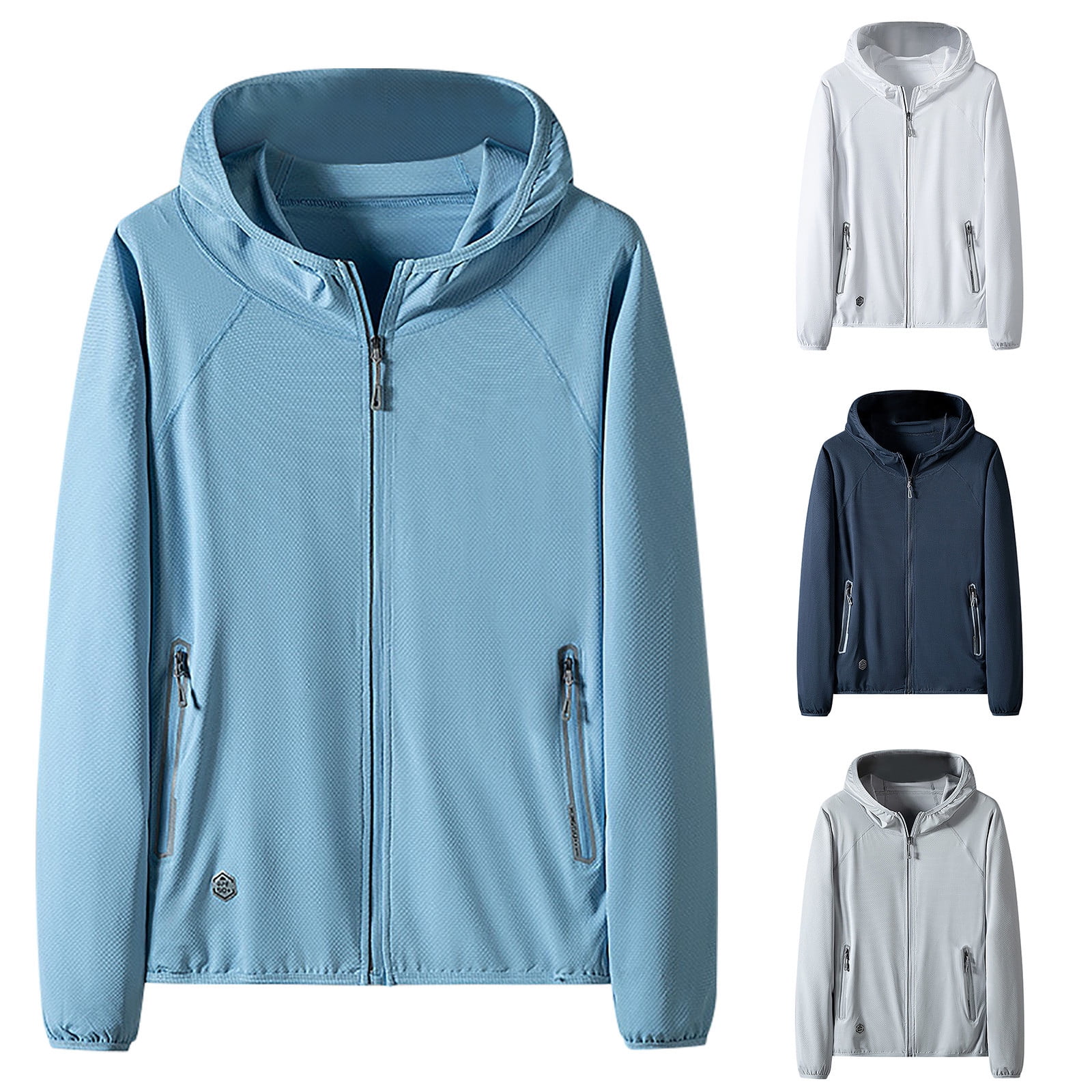 Zedker Men's Sun Jacket UPF 50+ Hoodie Summer Full Zip Cooling Shirt ...