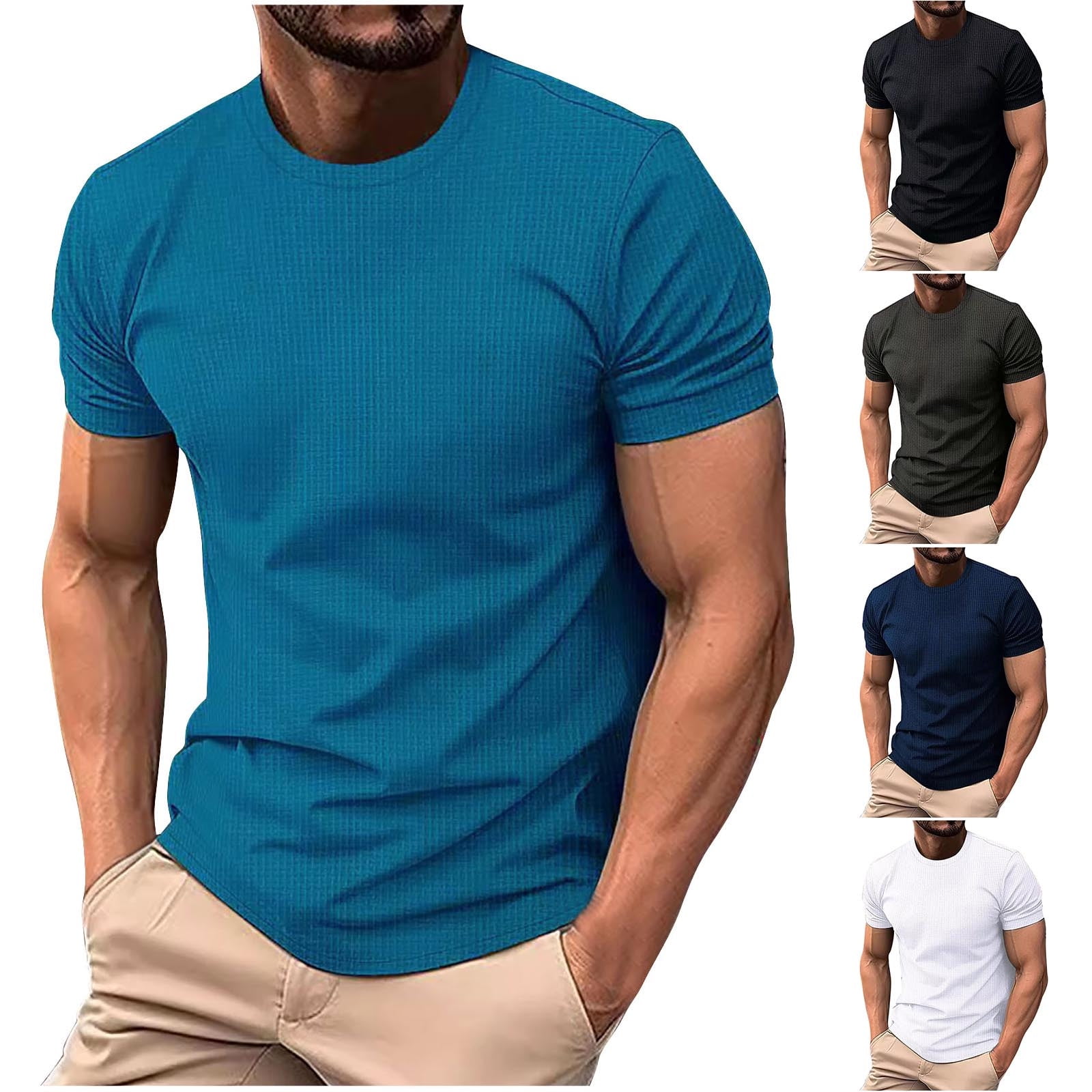 Zedker Men's T Shirts Casual Athletic Plain Crew Neck Workout ...