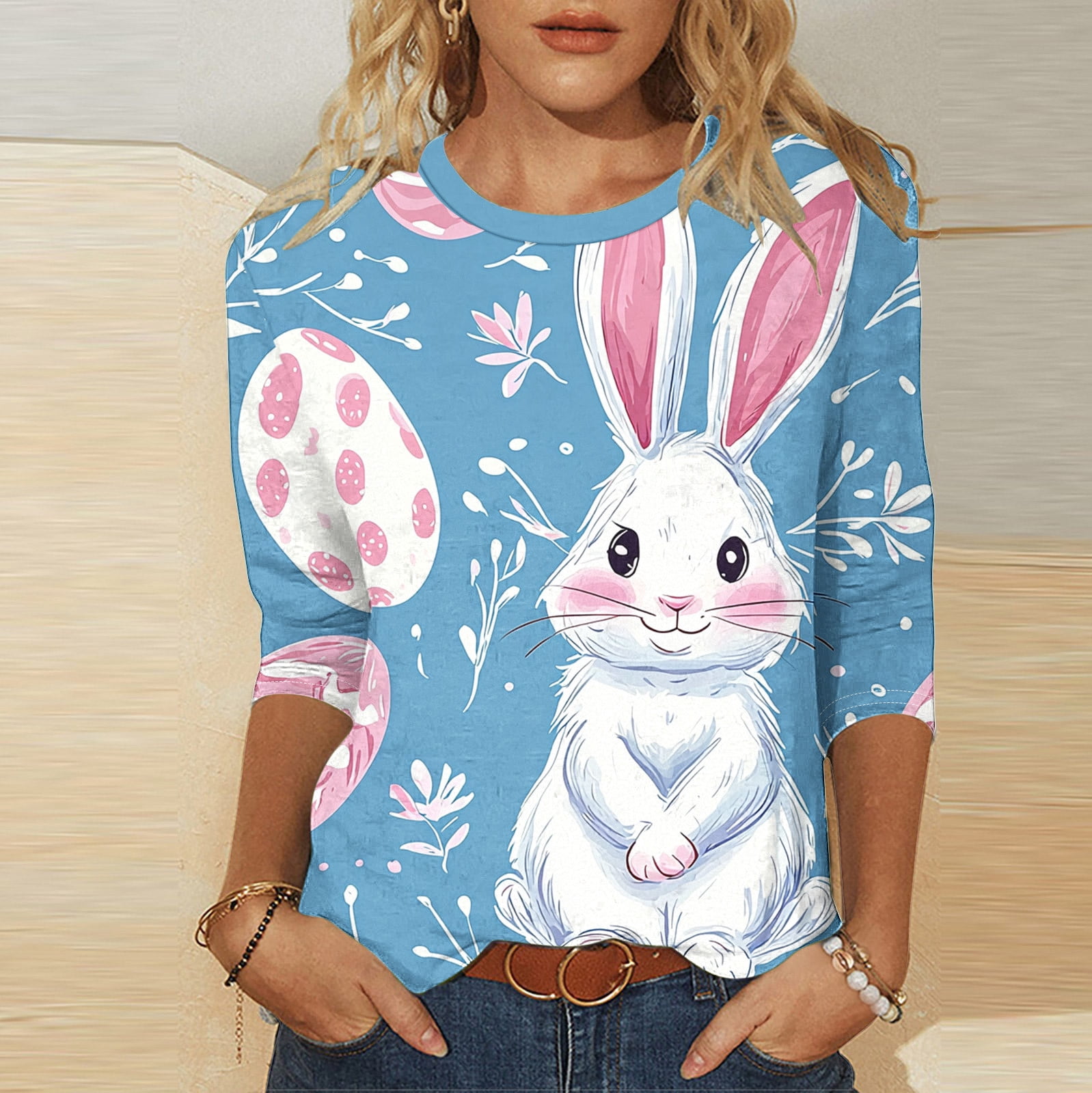 Zedker Shirts for Women Easter 2026 Cute Rabbit Bunny Pullovers ...