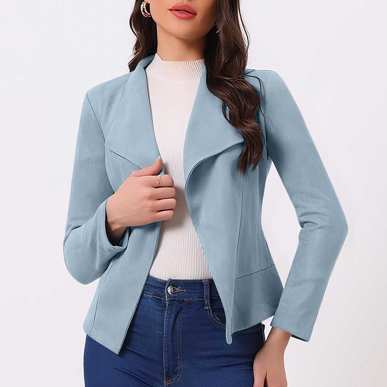 Zedker Women'S Suede-Like Cropped Blazer, Comfortable Soft Fabric Solid ...