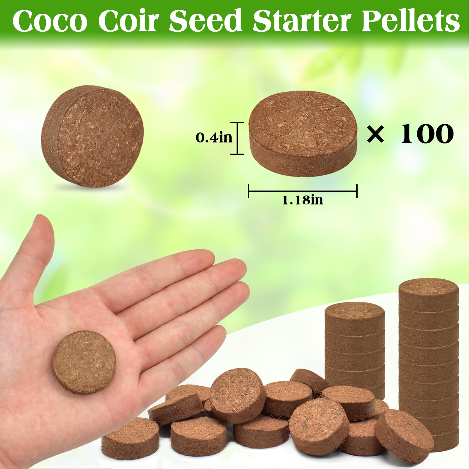 ZeeDix 100 Pcs (30mm) Compressed Coco Coir H2FSDFiber Potting Soil Seed ...