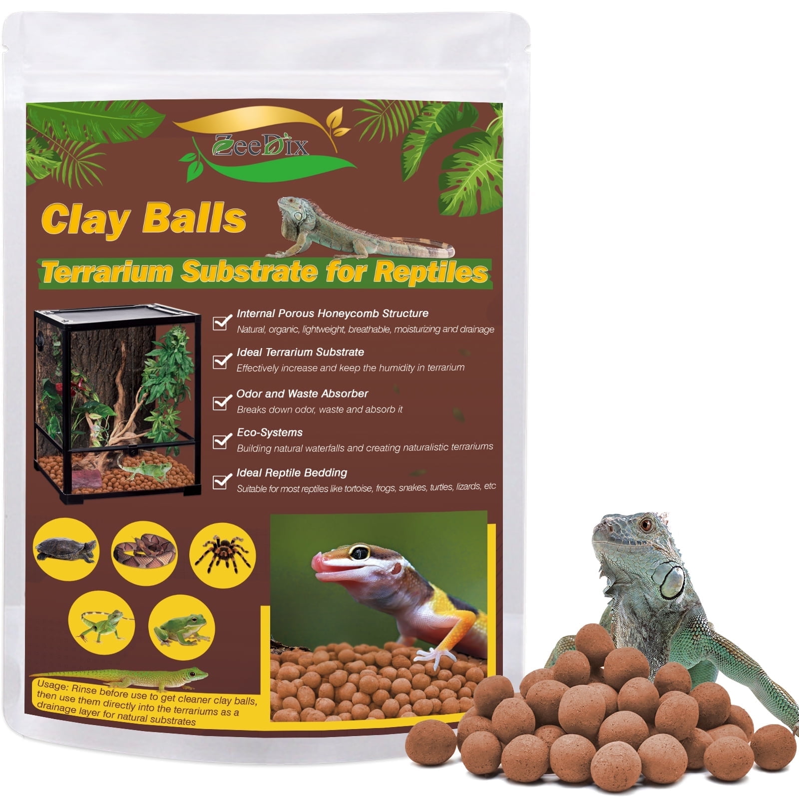 ZeeDix 10LBS Brown Clay Balls，100% Natural Pebbles Substrate，4mm-16mm ...