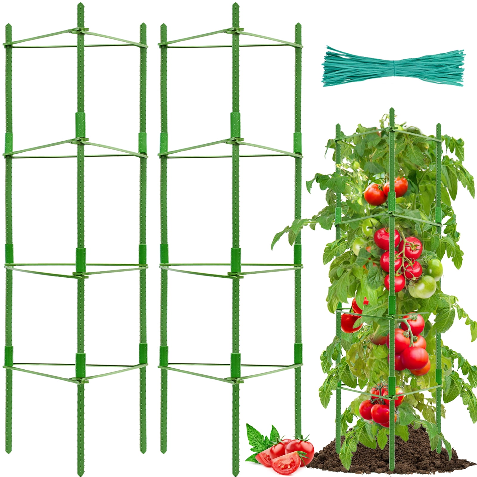 ZeeDix 2 Pack Tomato Cages for Garden,Up to 63in(5.2FT) Adjustable Tall ...