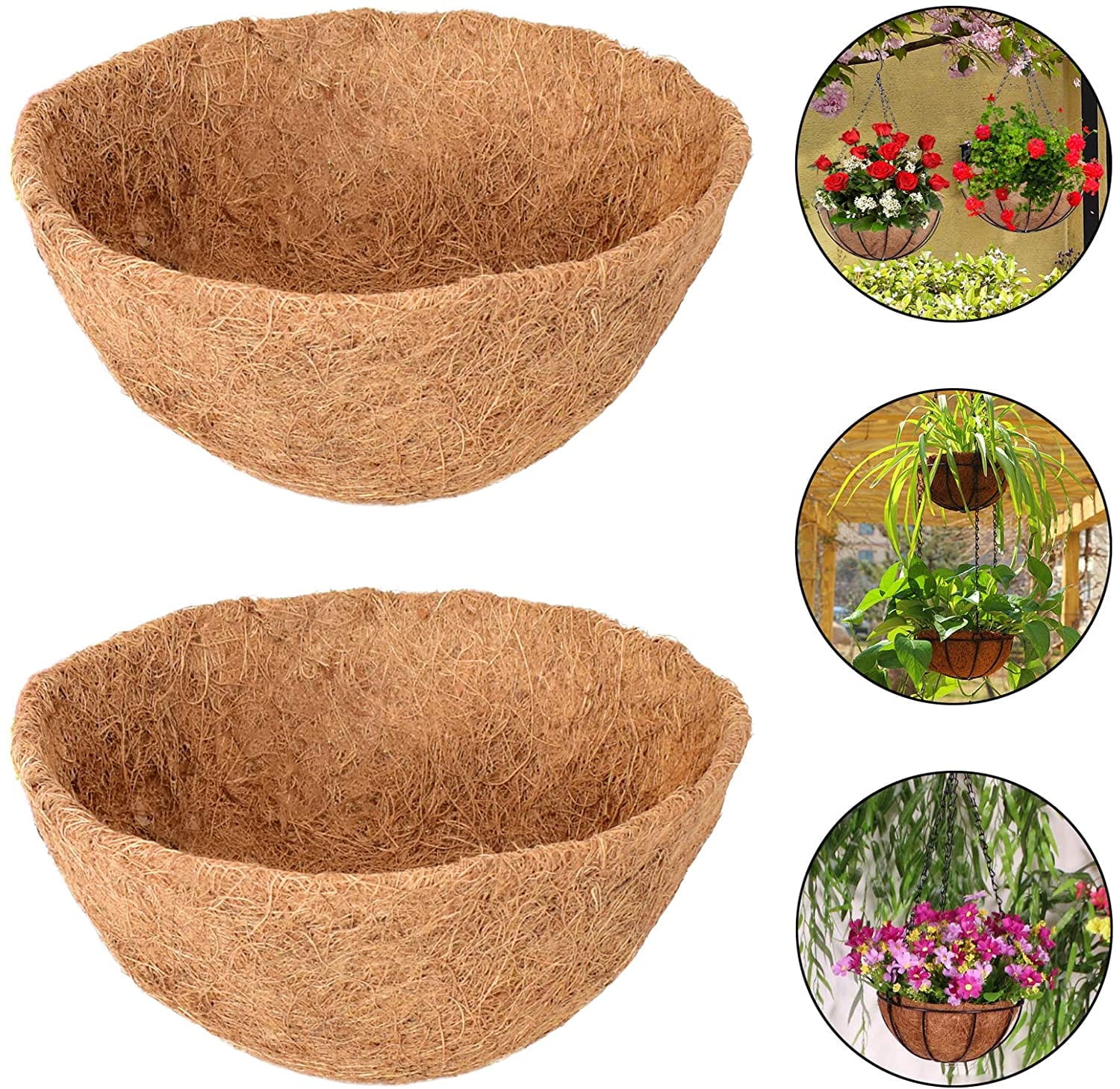 ZeeDix 2Pcs 10Inch Round Coconut Husk Liners, 100% Natural Coco Fiber ...