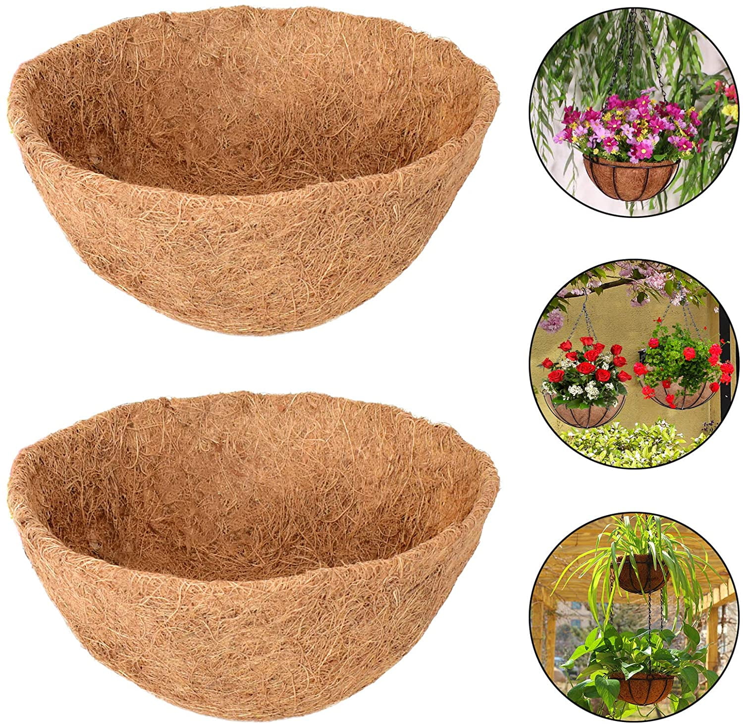 ZeeDix 14Inch Coco Coir Hanging Basket Liners, 2Pcs for Planters ...