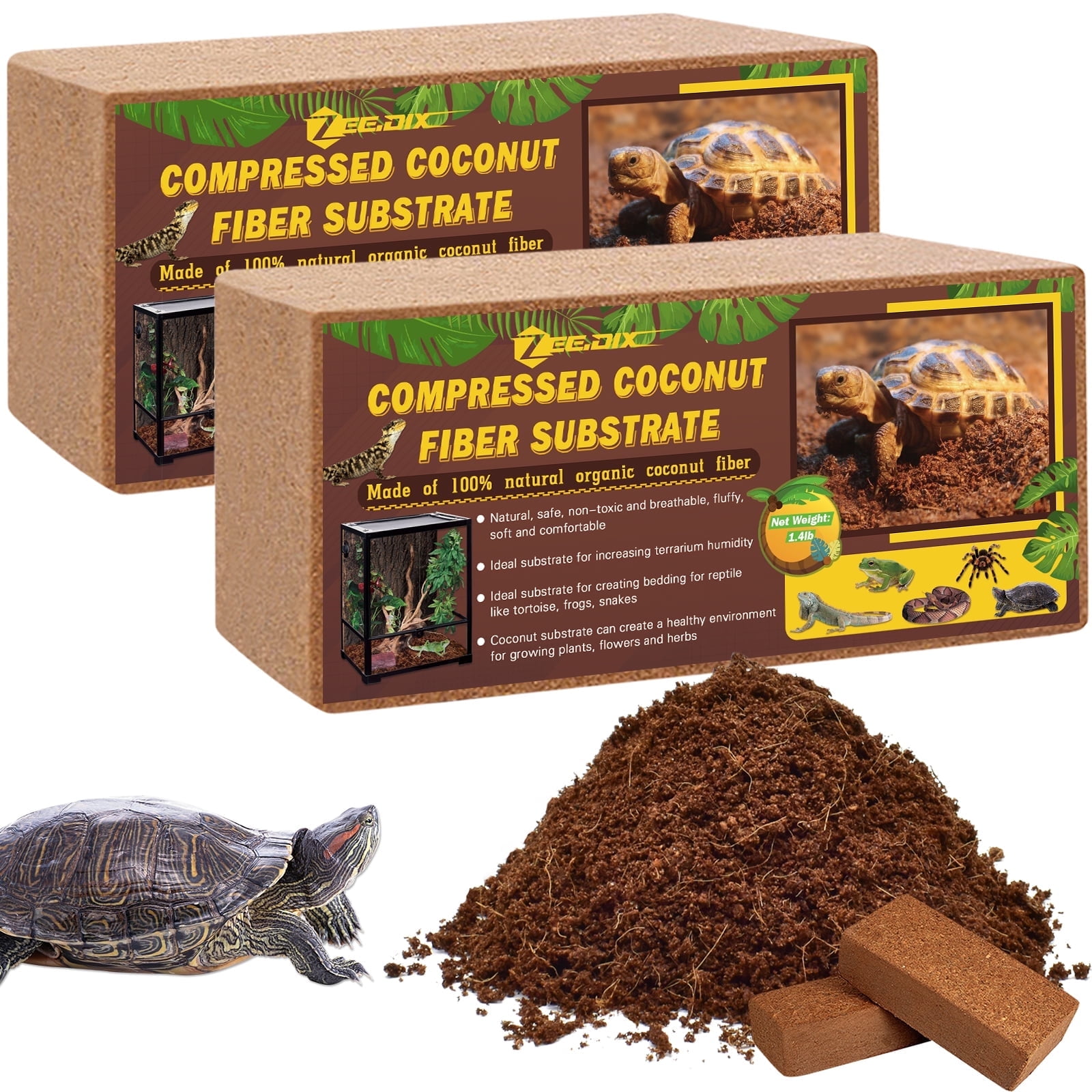 "ZeeDix 2Pcs Compressed Coconut Fiber Substrate, 100% Natural Coco Coir ...
