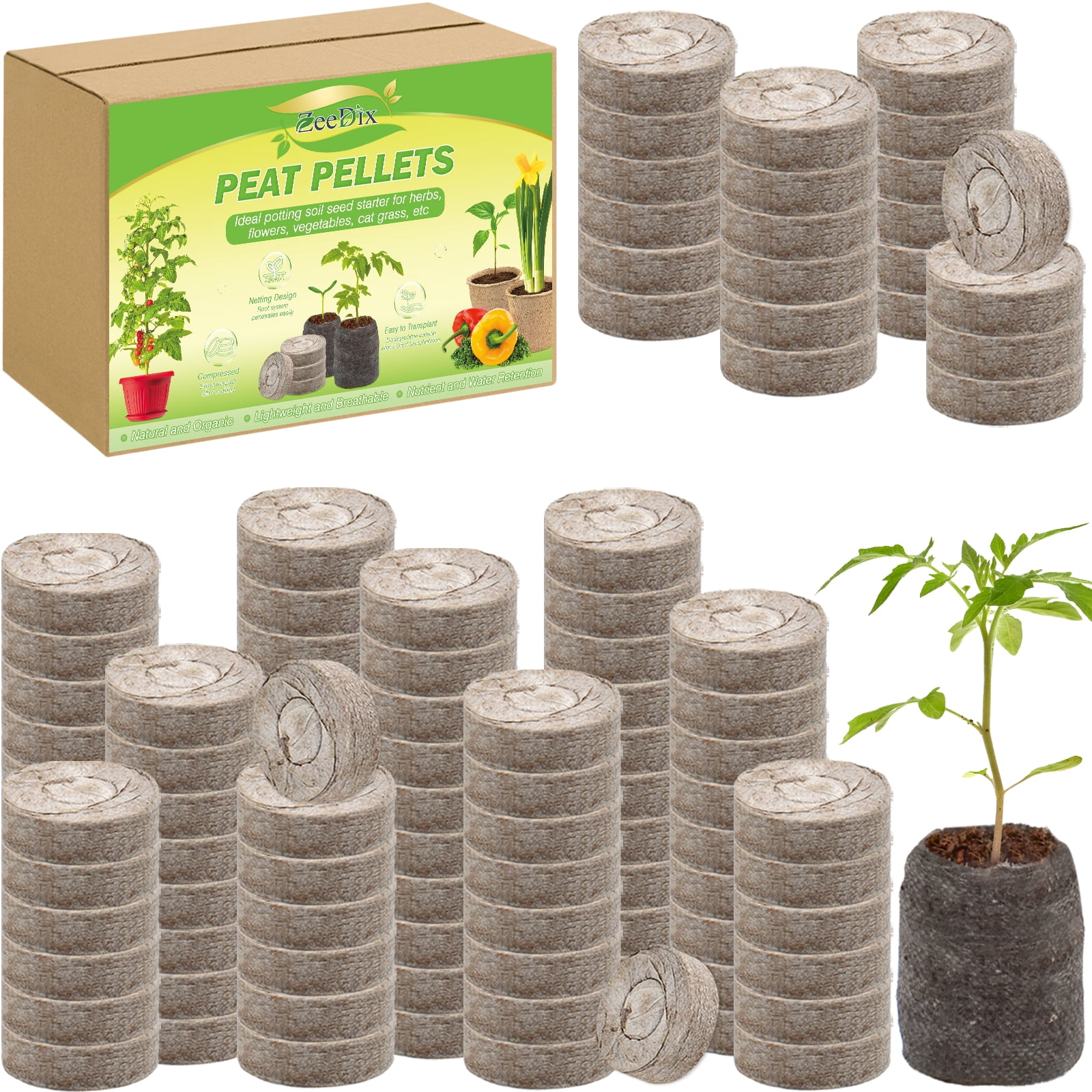 ZeeDix 300 Pcs (30mm) Peat Pellet Fiber Soil Plant Seed Starters - Seed ...