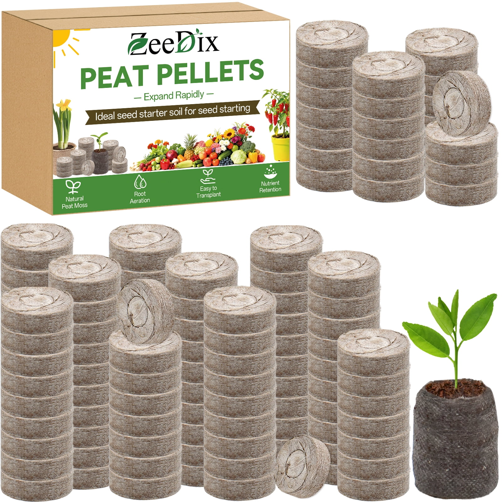 ZeeDix 300 Pcs (30mm) Peat Pellet Fiber Soil Plant Seed Starters - Seed ...