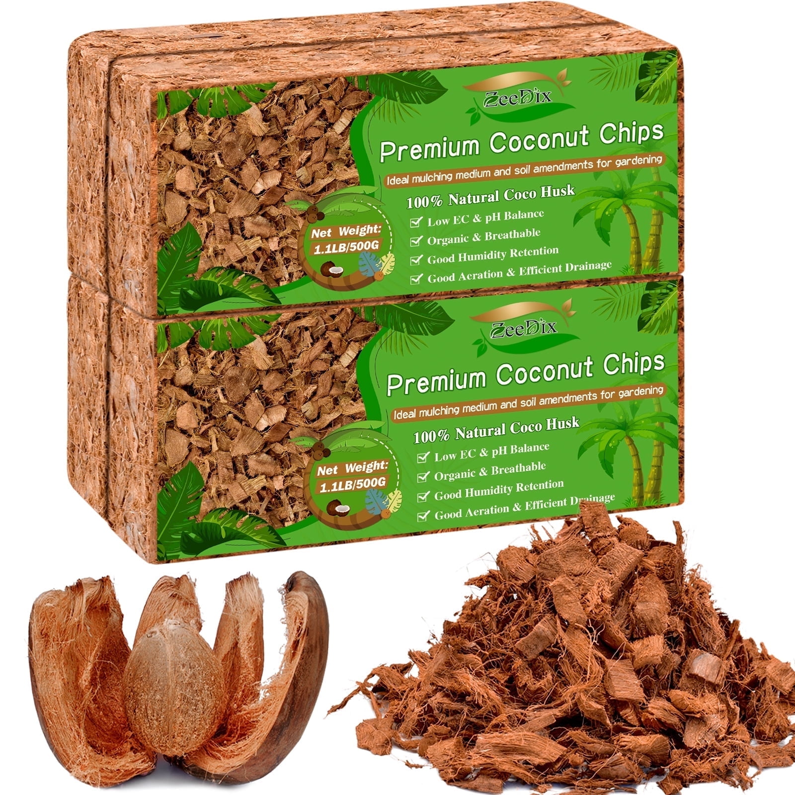 ZeeDix 4 Pcs Coco Coir Chips, Coco Chips Bricks Growing Medium for ...