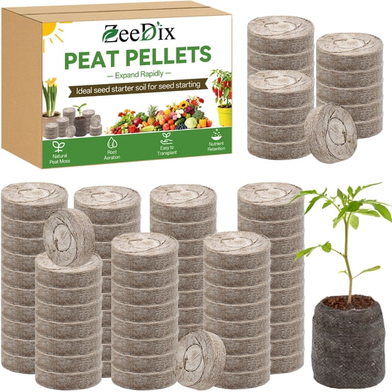 ZeeDix 40mm 100Pcs Compressed Peat Pellet Fiber Soil Plant Seed ...
