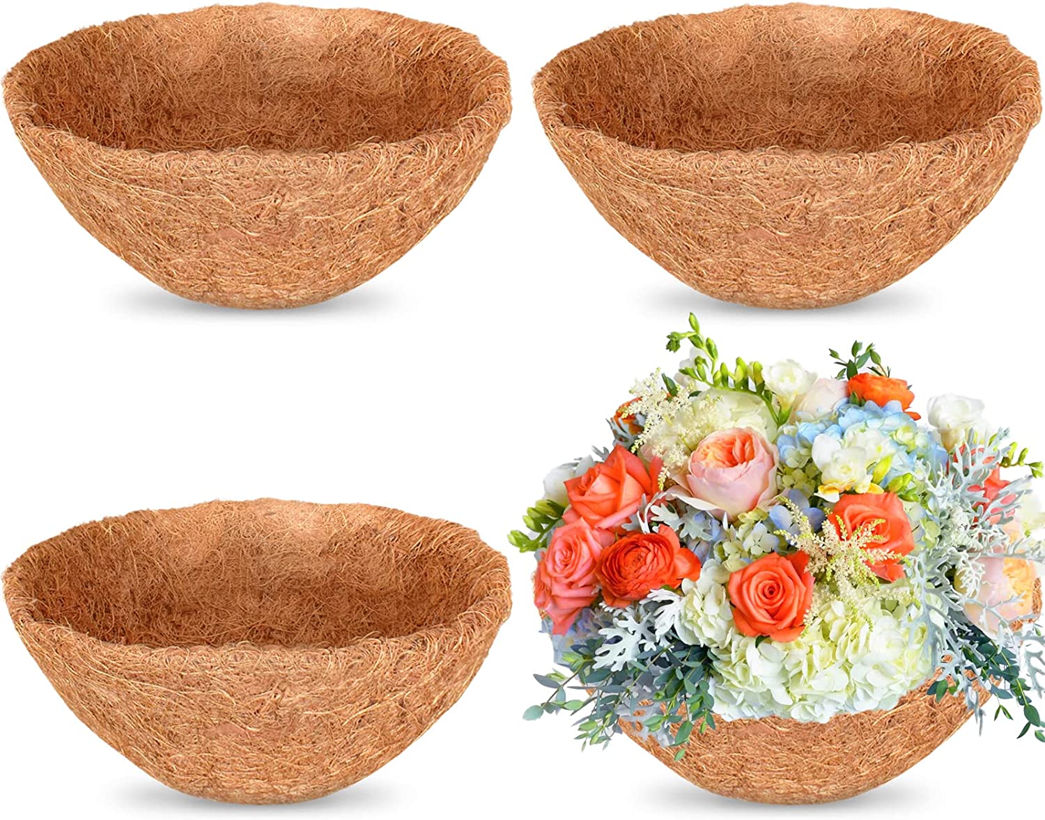 ZeeDix 4PCS 20Inch Coconut Liners Coco Coir Hanging Basket Liners 100% ...