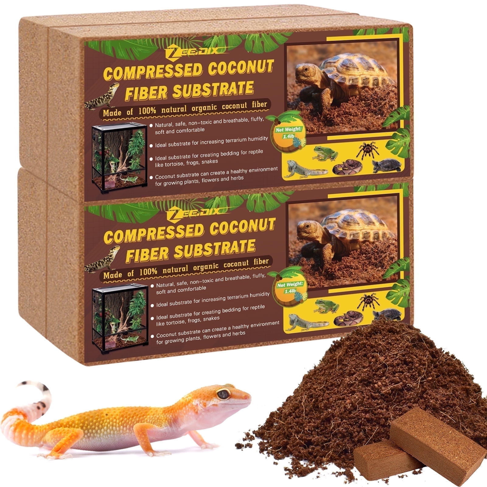 ZeeDix Coconut Fiber Substrate 4Pcs Compressed Brown Bird Reptile ...