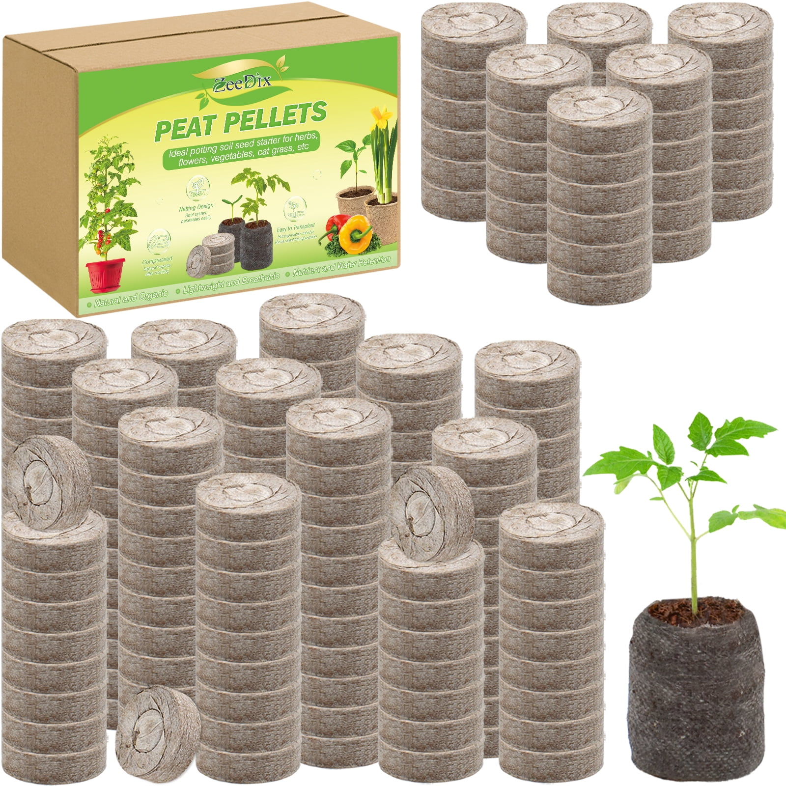 ZeeDix 500 Pcs (30mm) Peat Pellet Fiber Soil Plant Seed Starters - Seed ...