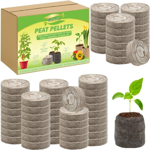 ZeeDix 50pcs (50mm) Peat Pellet Fiber Soil Plant Seed Starters Plugs ...