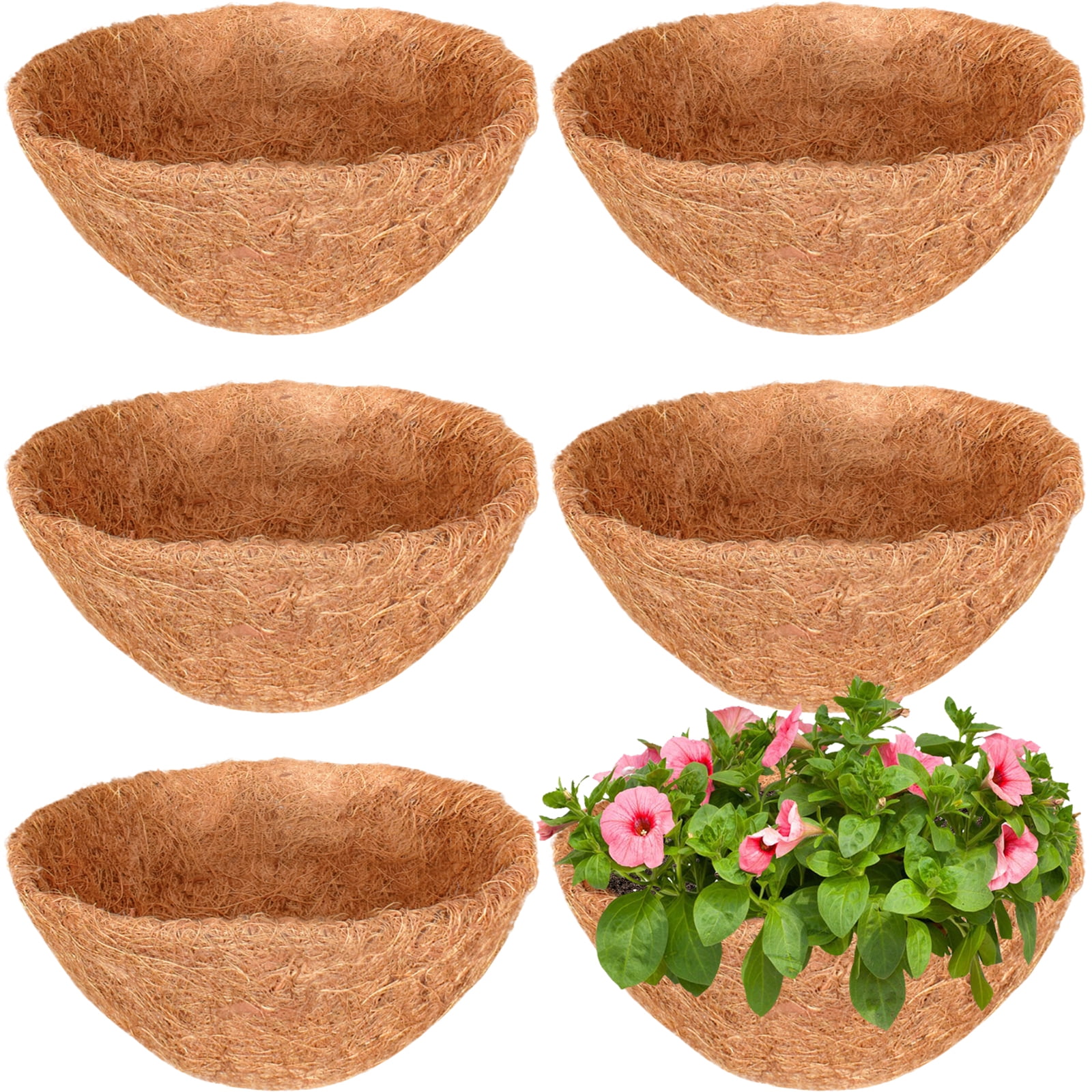 ZeeDix 6PCS Coco Fiber Liner 14 Inch Coconut Fiber Planter Liner 100% ...