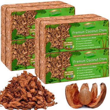 Gro-Med Premium Matured Coco Husk Chips Brick, 2 Pack, 500g Each, Ideal ...