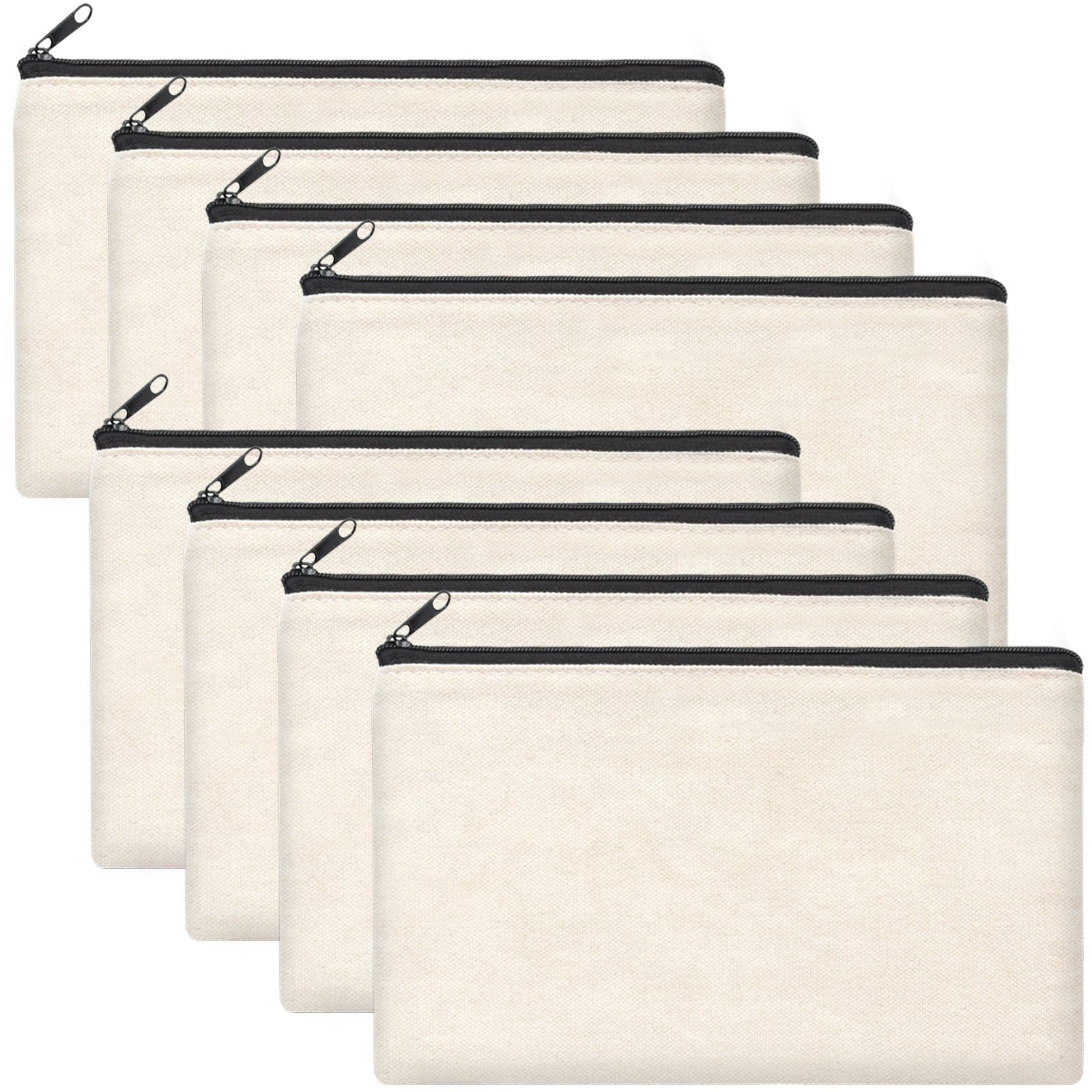 ZeeDix Beige Canvas Pencil Case DIY Craft Bag - Zipper Organizer Pouch ...