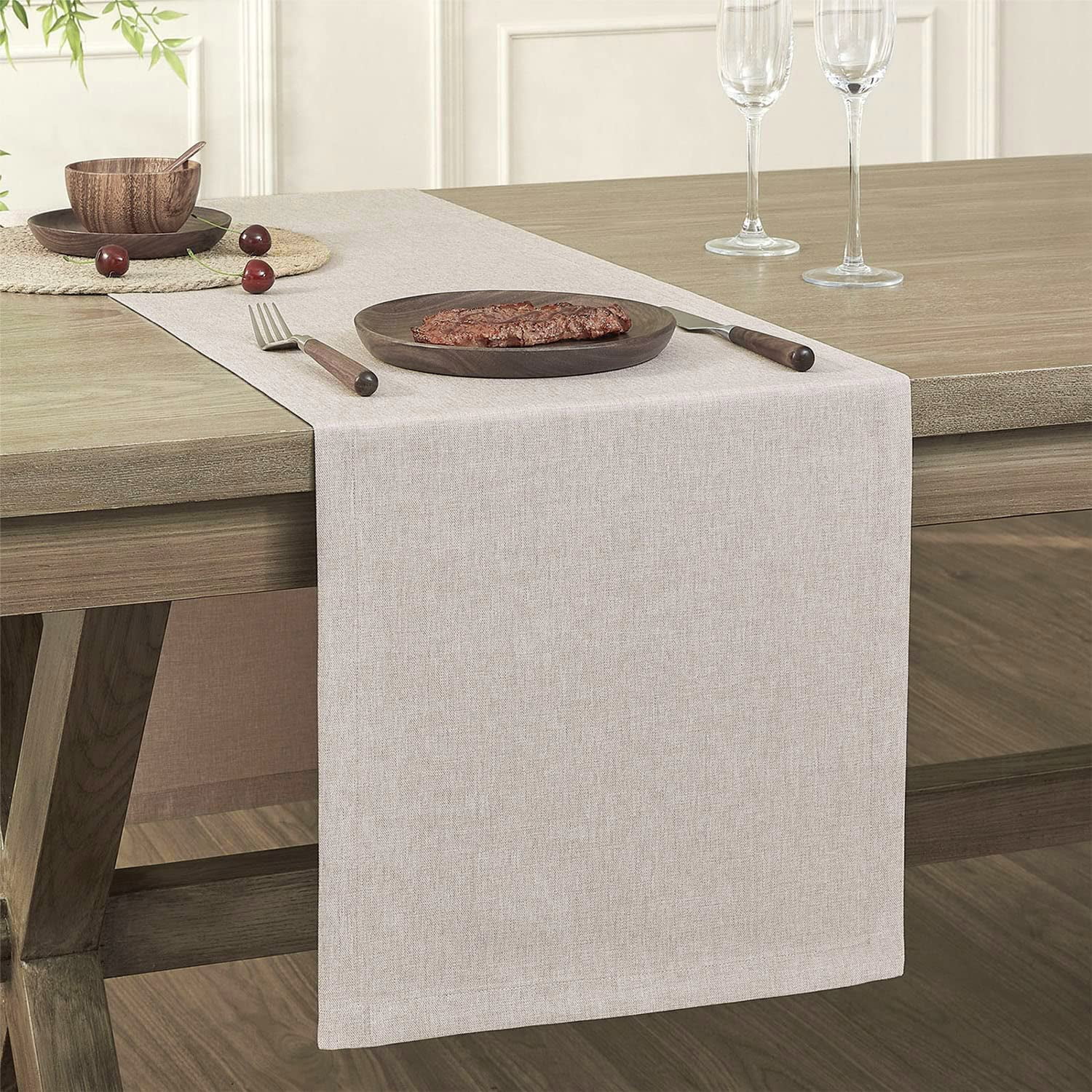 ZeeMart Basic Linen Style Table Runner, 14 x 60 Inch Light Natural ...