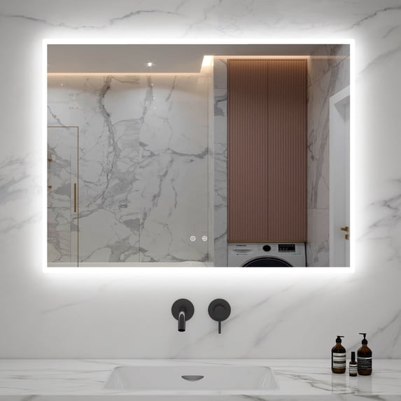 Zeek 48"x36" Backlit LED Rectangular Bathroom Wall Mirror MA4836 ...
