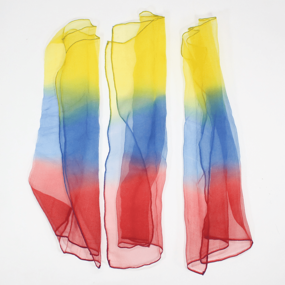 Zeekio Beginner Juggling Scarves Set of 3 (Red Blue Yellow Ombre 16 ...