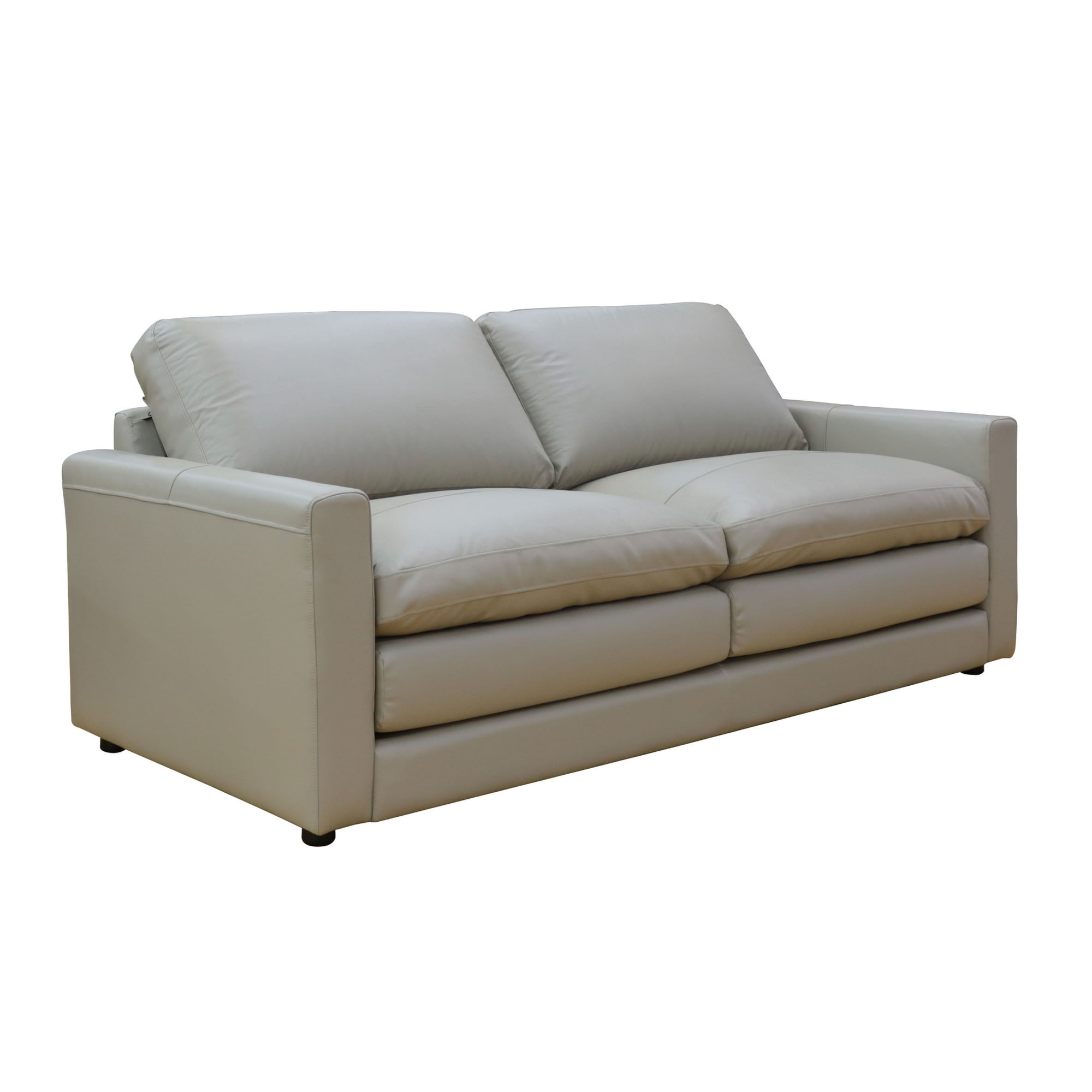 Zeen 81 Inch Modern Sofa, Cushioned Seats, Taupe Faux Leather ...