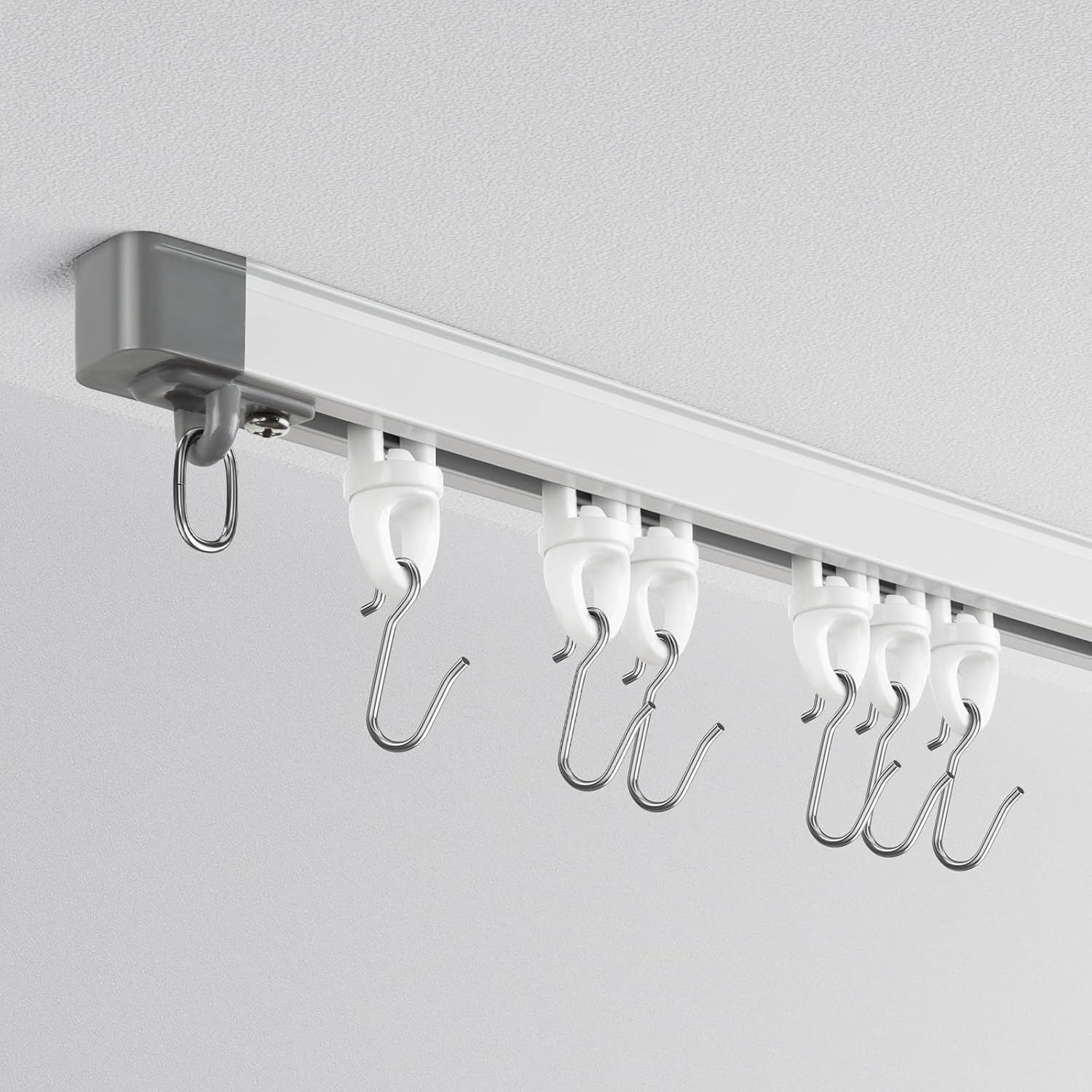 Zeerobee Ceiling Curtain Track,7.9-15.1ft (95″-181″) Retractable ...