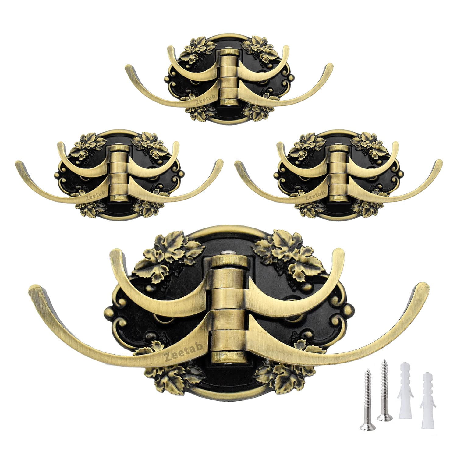 Zeetab Adjustable Cloth Hanger with 4 Hook Royal Wall Mount Brass Key ...