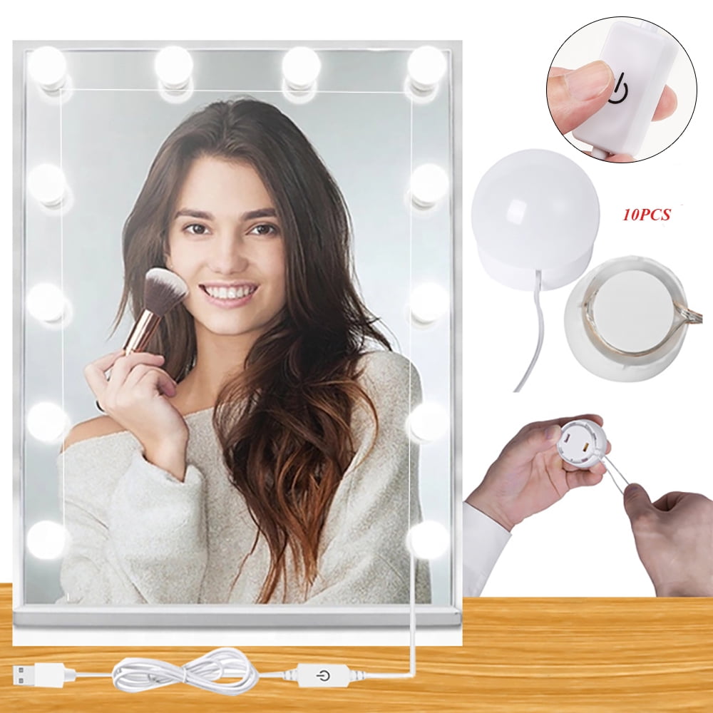 Zeeyh Hollywood Style USB LED Vanity Mirror Lights Kit with 10 Dimmable ...