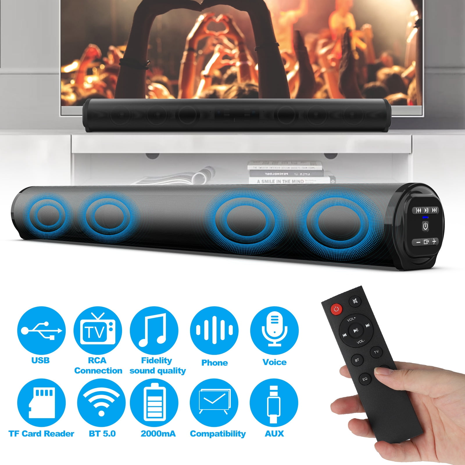 Zeeyh New Bluetooth 5.0 Wireless 3D Surround Sound Home Theater Audio ...