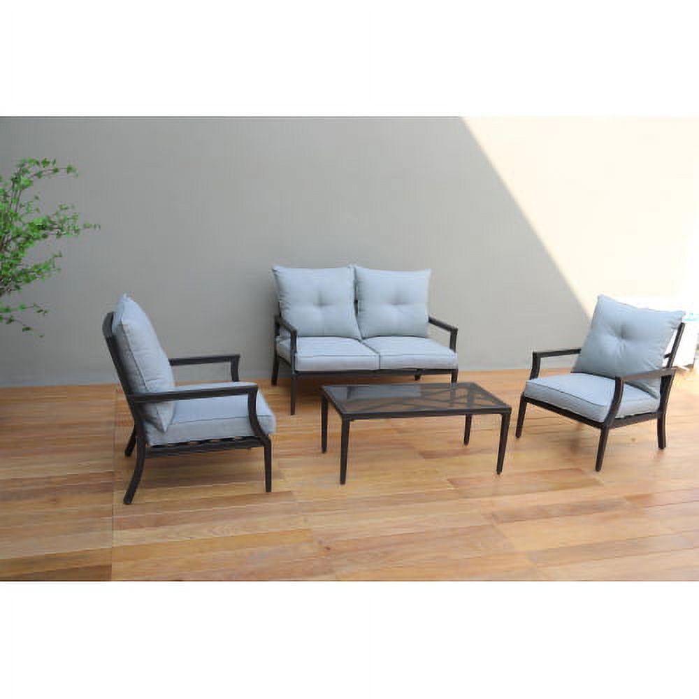 Zeeyh Outdoor Metal Patio Furniture Sets 4 Pieces Patio Sectional Porch ...