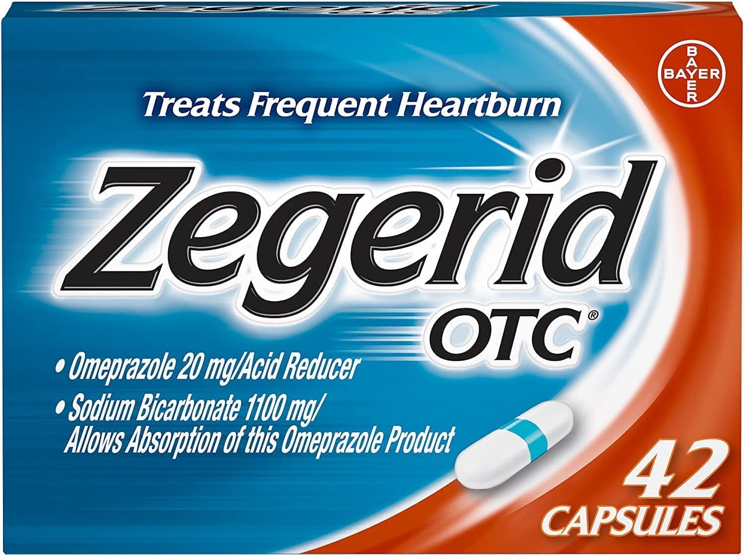 Zegerid OTC, 24-Hour Heartburn Medicine, Acid Reducer Omeprazole 20mg ...