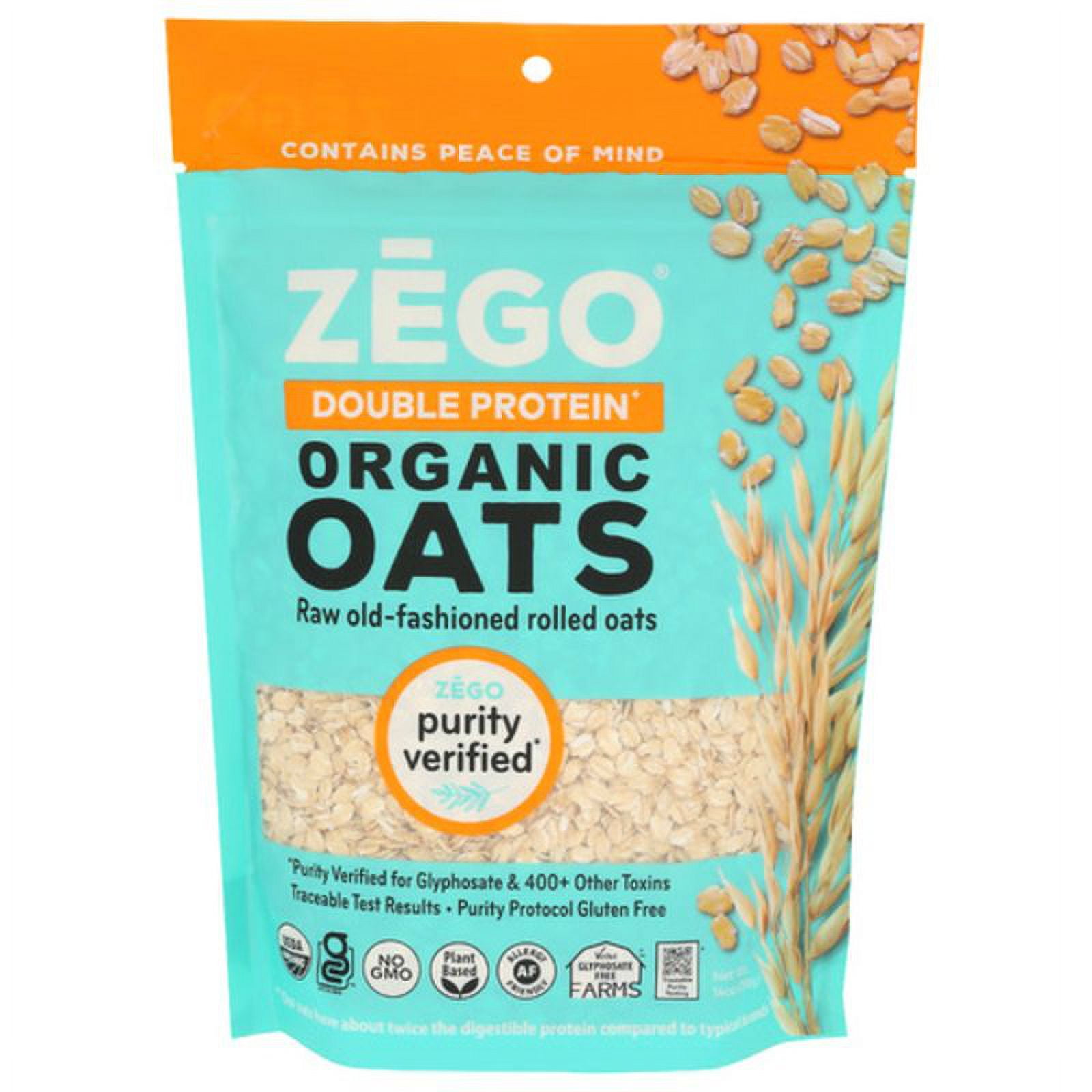 Zego Foods Organic Double Protein Oats 14 oz - Walmart.com