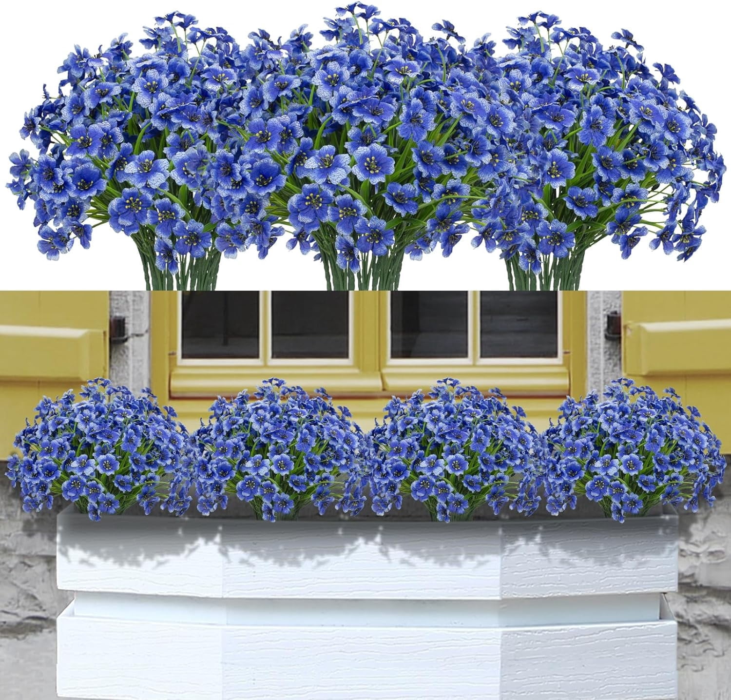 Zehjuhan 12 Bundles Artificial Violet Flowers Outdoors UV Resistant ...