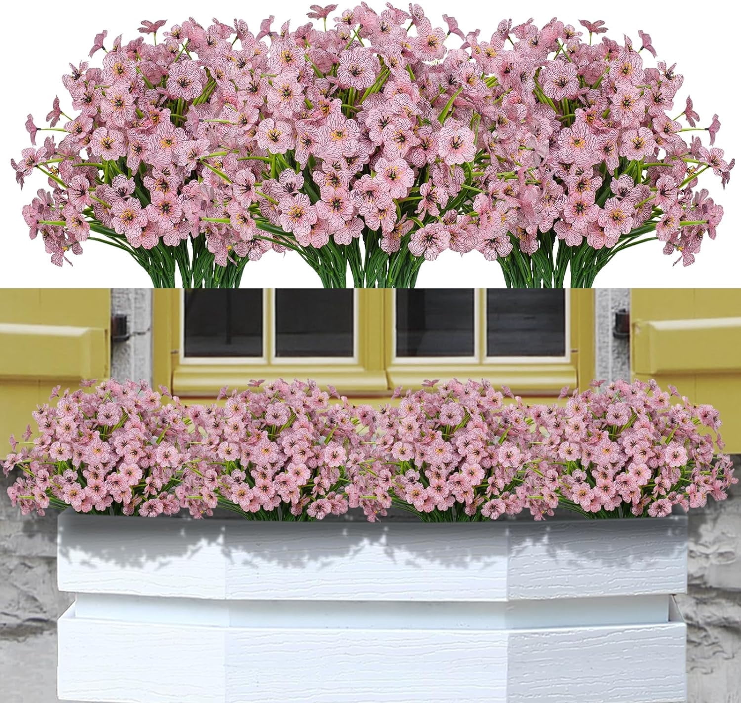 Zehjuhan 24 Bundles Artificial Violet Flowers Outdoors UV Resistant ...