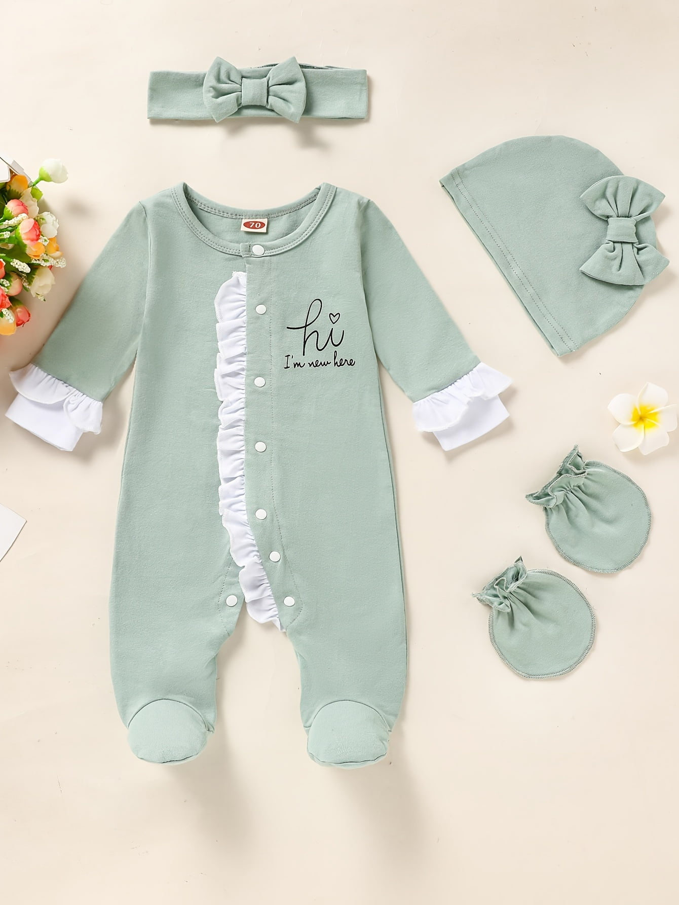 Zehjuhan Newborn Baby Girl Clothes Letter Print Romper Jumpsuits 3Pcs ...