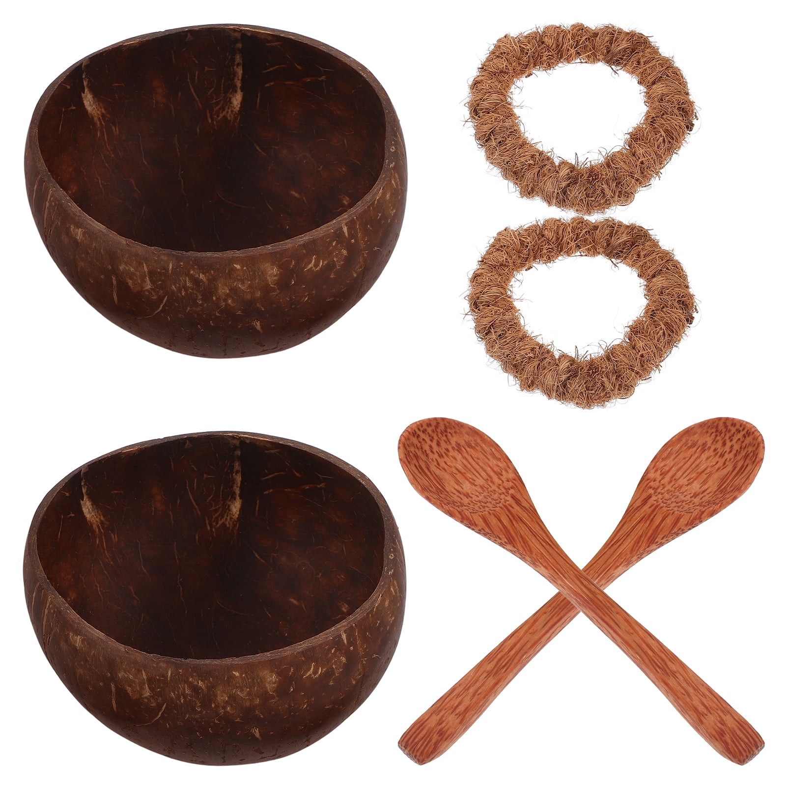 DEEPCRAFF Storage Container Coconut Bowl And Wooden Spoon Set Light Brown 1 Set - Walmart.com