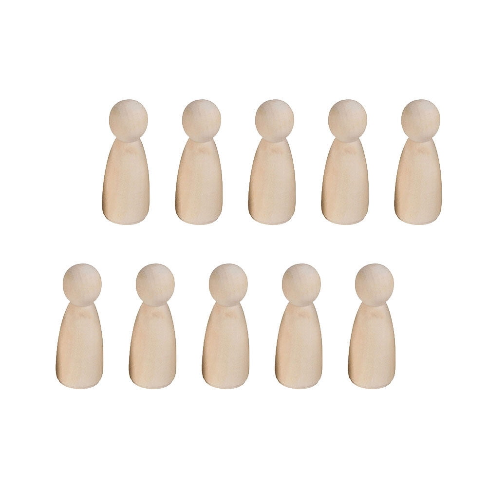 Zehuanyu 10 Pcs Unfinished Wooden Peg Dolls Girl Kids Painting Toys ...