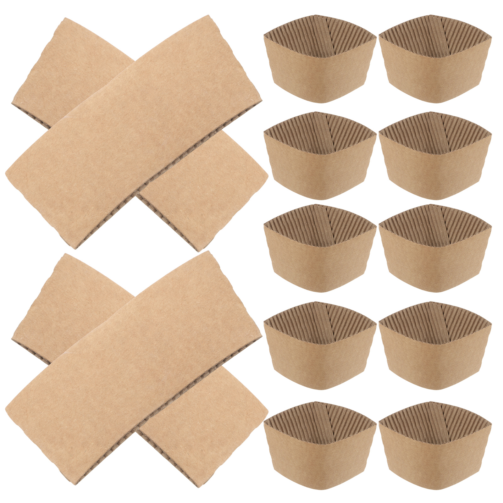 Zehuanyu 100pcs Corrugated Kraft Coffee Cup Sleeves Heat Disposable For ...
