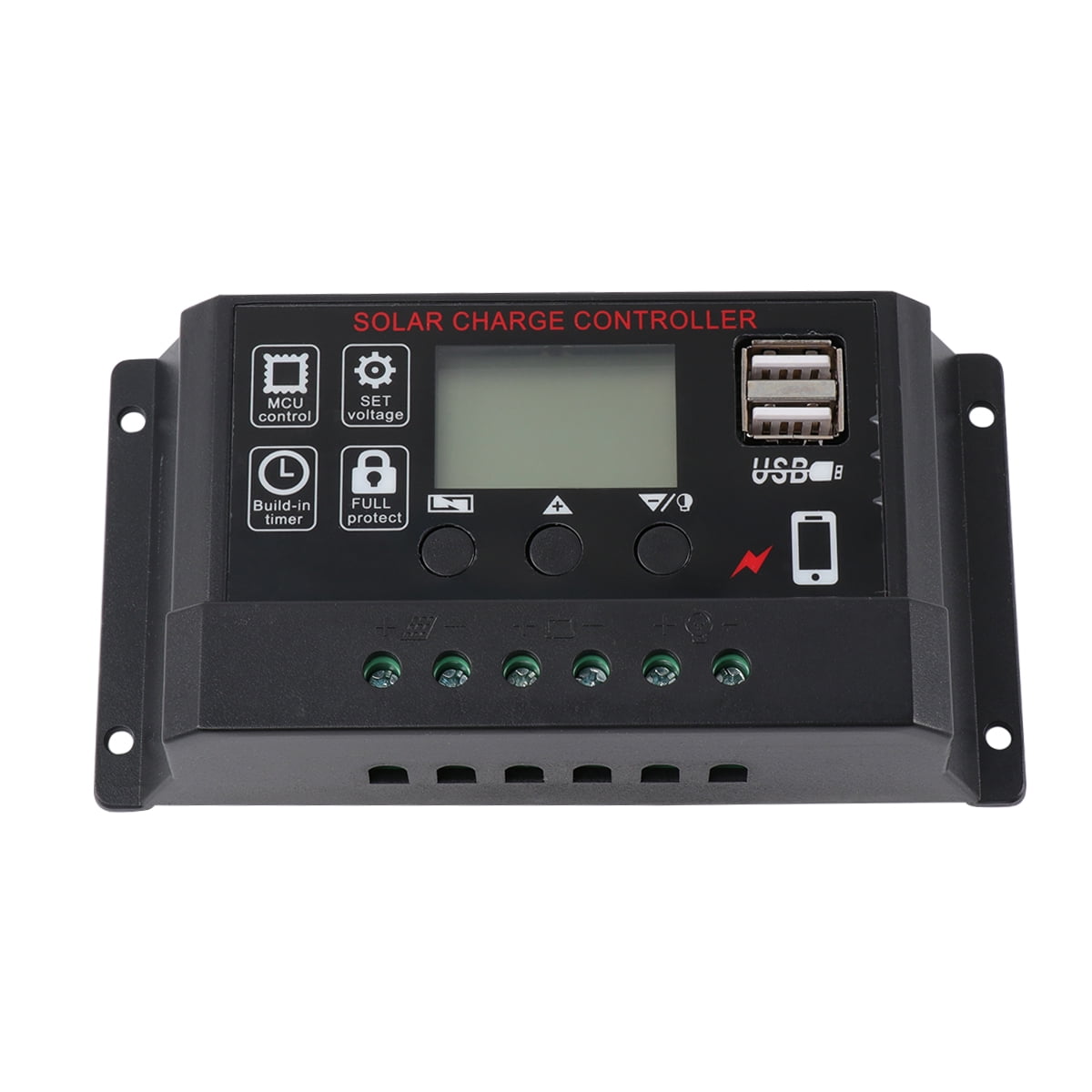 Zehuanyu 10A 12V 24V Solar Cell Panel Controller Auto LCD Dual USB ...
