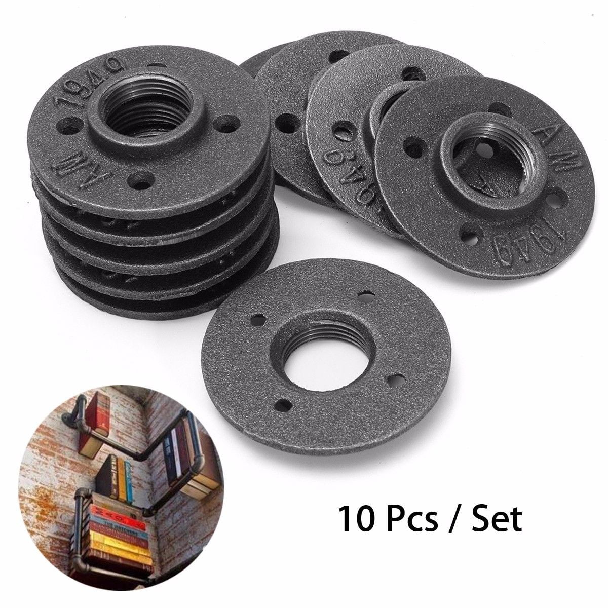 Zehuanyu 10Pcs 1 Inch Malleable Threaded Floor Flange Iron Fittings ...