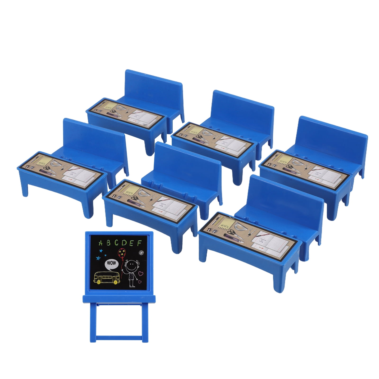 Zehuanyu 13pcs Miniature Classroom Playset for Dolls Miniature Desk and ...