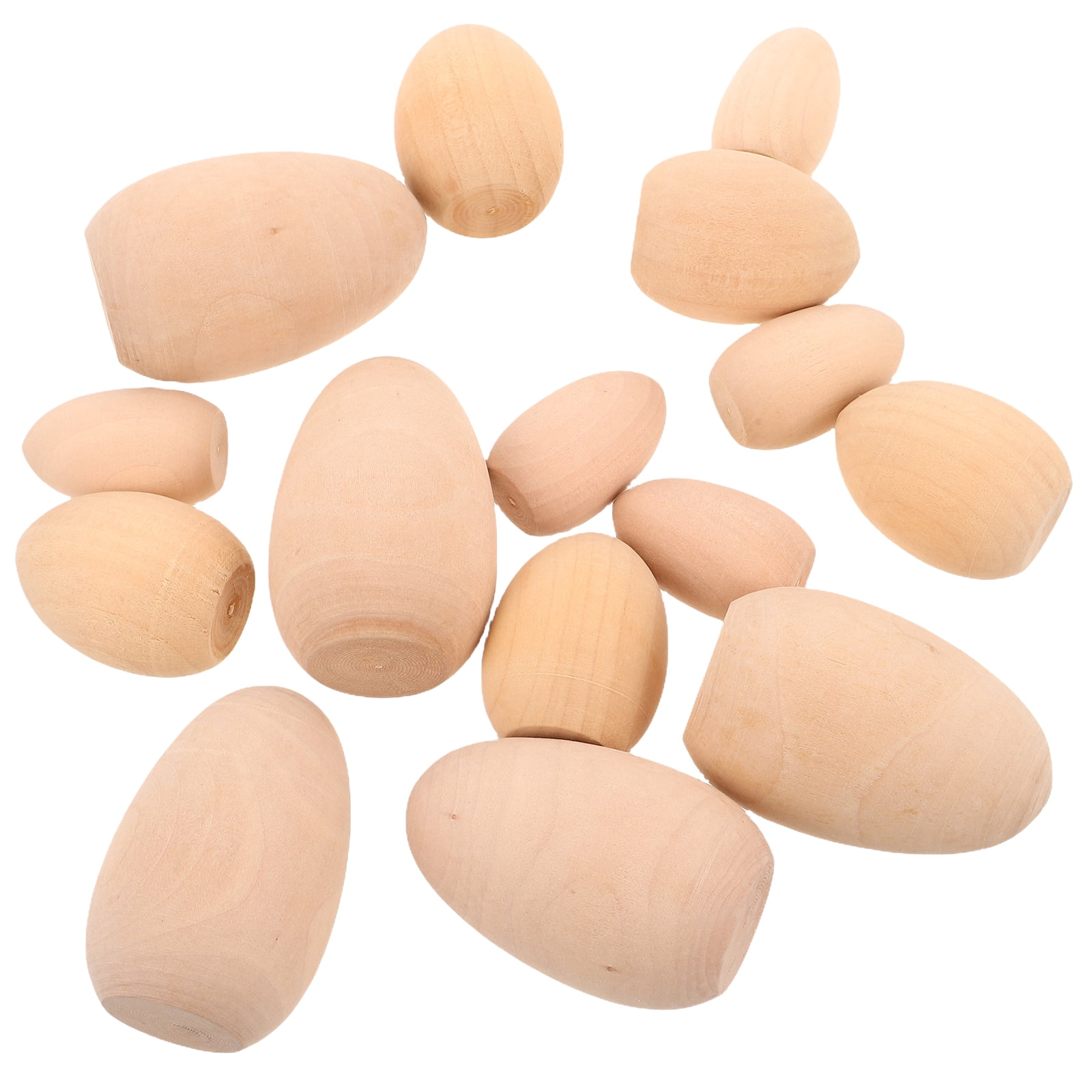 Zehuanyu 15 Pcs Wooden Eggs for Chickens Fake Graffiti Children's Beige ...