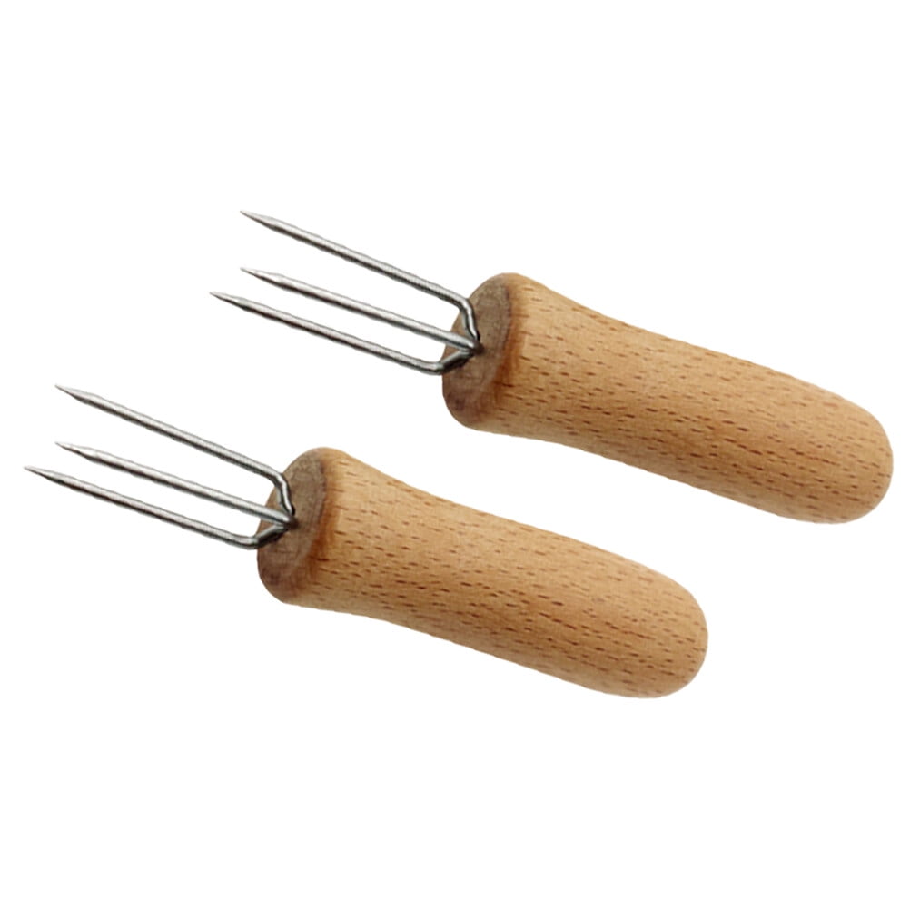 RENACLIPY Stainless Steel Corn Forks with Wooden Handle for Kitchen Use ...