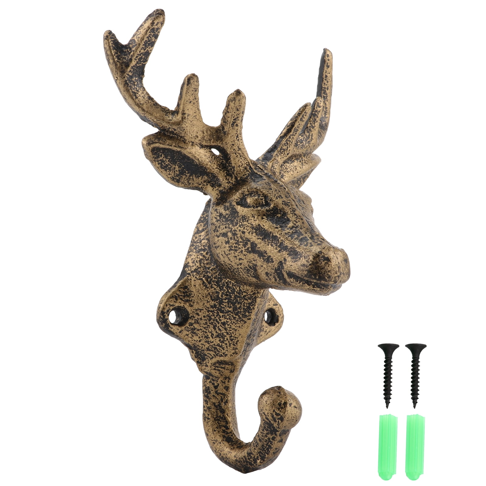 Zehuanyu 2 Pcs Deer Head Wrought Iron Hook Rustic Coat Hooks Heavy Duty ...