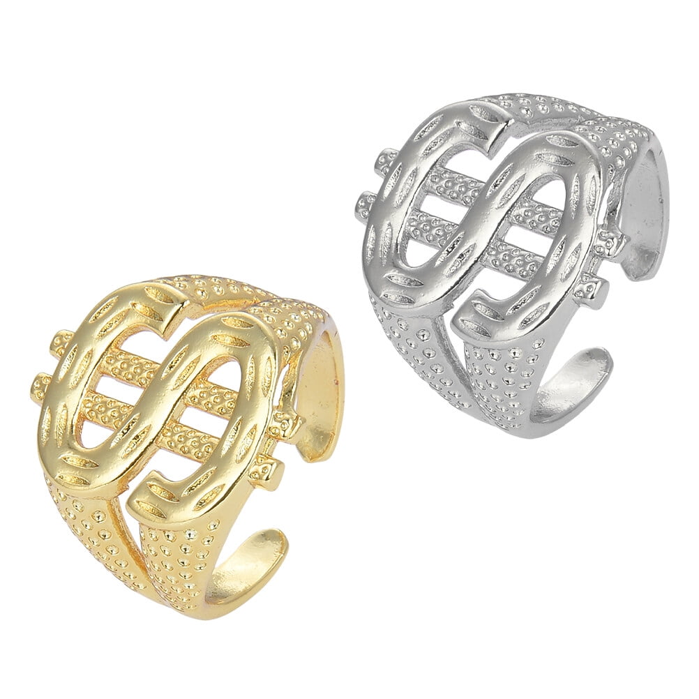 Zehuanyu 2 Pcs Dollar Sign Ring Flash Shadow Wizard Money Gang Men ...