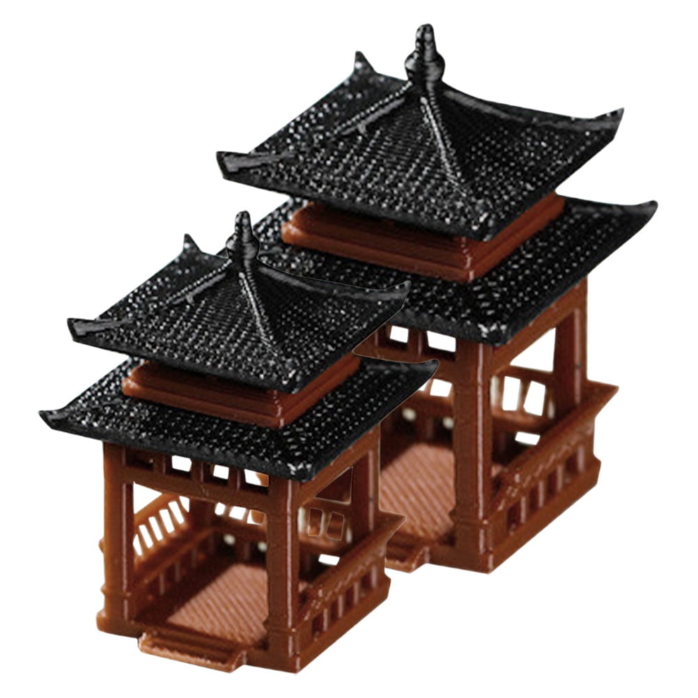 Zehuanyu 2 Pcs Mini Pavilion Statue Prom Props Aquarium and Land Gazebo ...