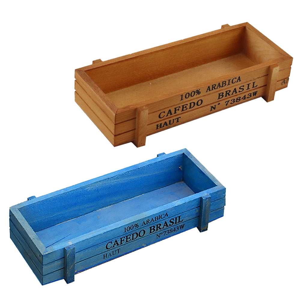 Zehuanyu 2 Pcs Wooden Storage Box Pots Decor Plants Desktop Stand ...