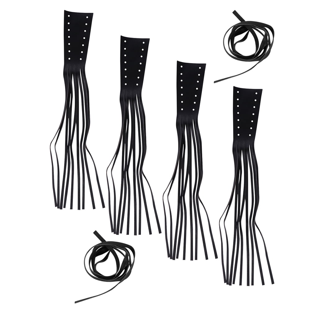 DEEPCRAFF PU Leather Handlebar Fringe Tassel Black 2Set 16.3X2.6X0.04In ...