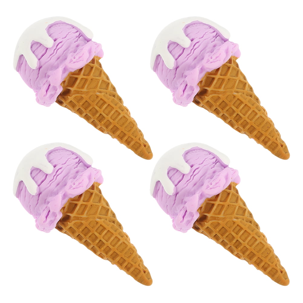 Zehuanyu 4 PCS Party Food Props Ice Cream Cone Toy Cartoon Pins ...