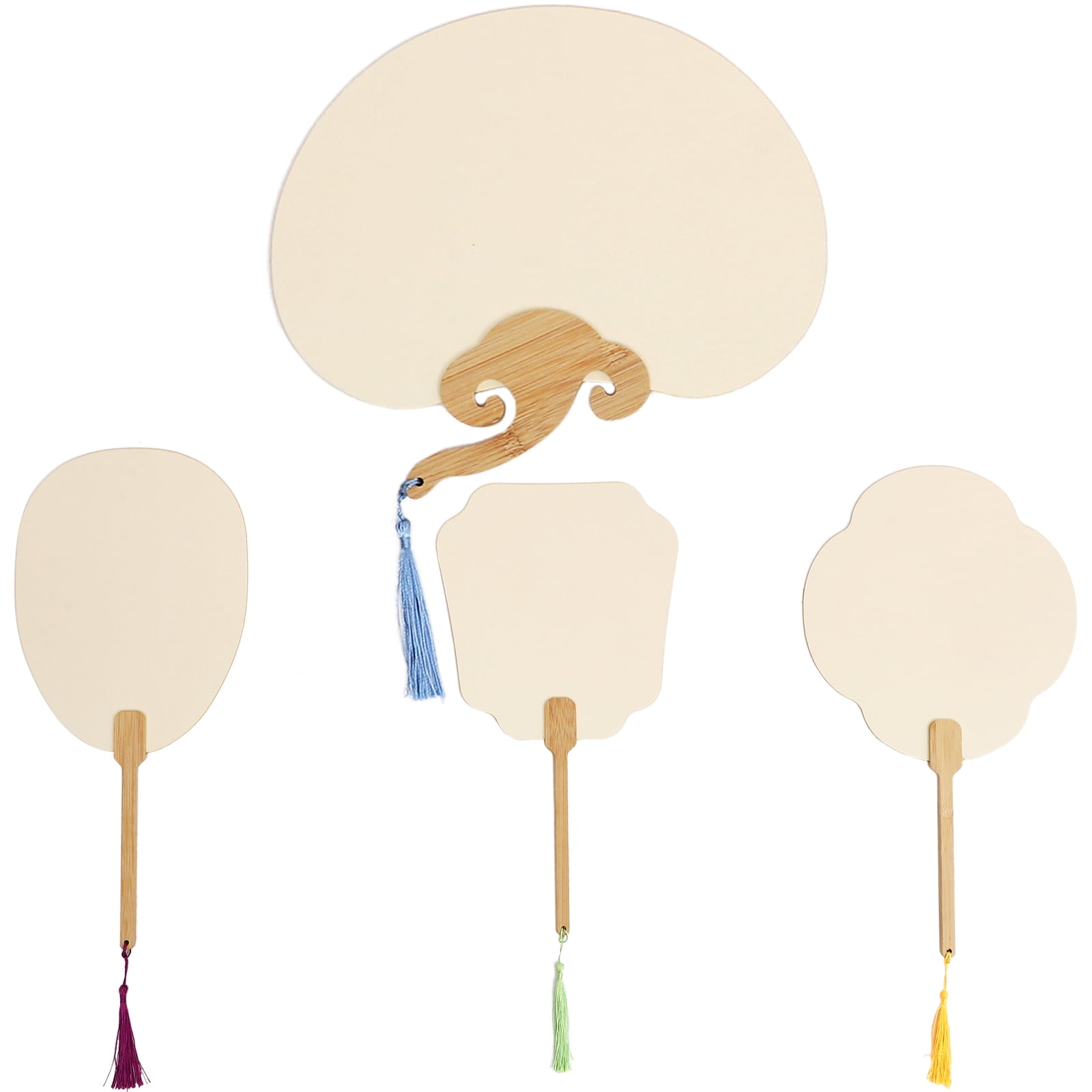 Zehuanyu 4 Pcs Folding Fans DIY Paper Fan DIY Round Fan Blank Surface ...